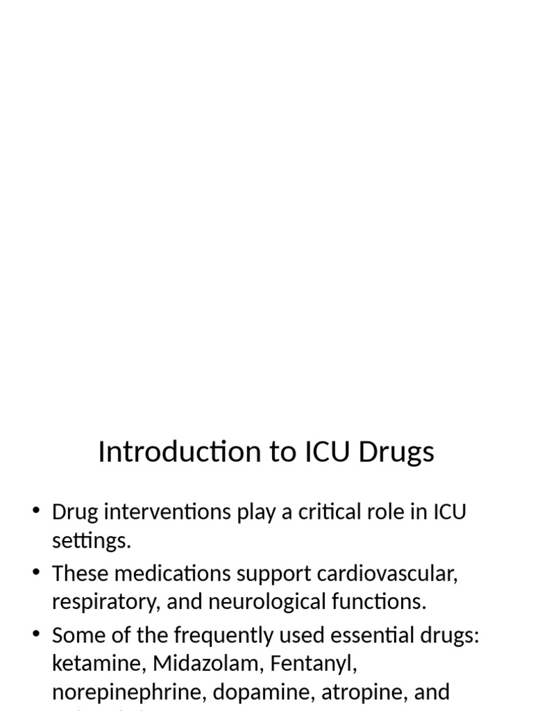 ICU Drug Essentials for Clinicians | PDF | Heart | Medical Specialties
