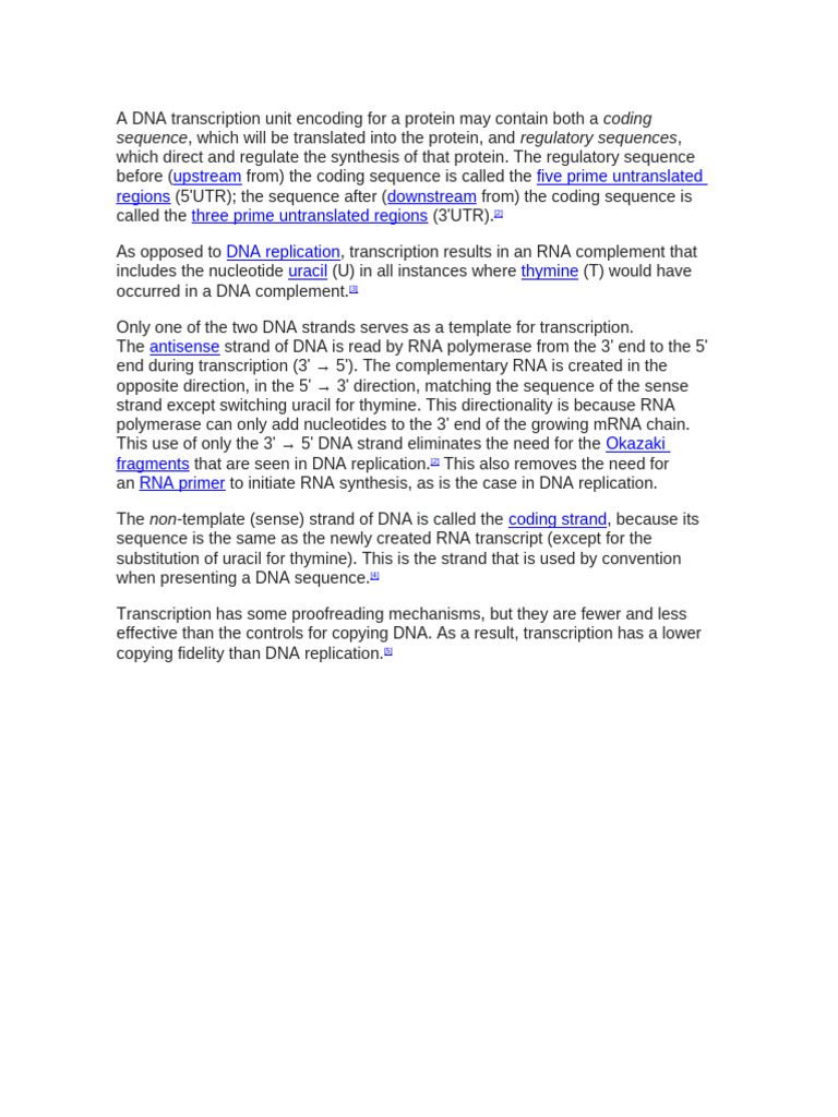 A DNA Transcription Unit Encoding For A Protein May Contain Both A | PDF