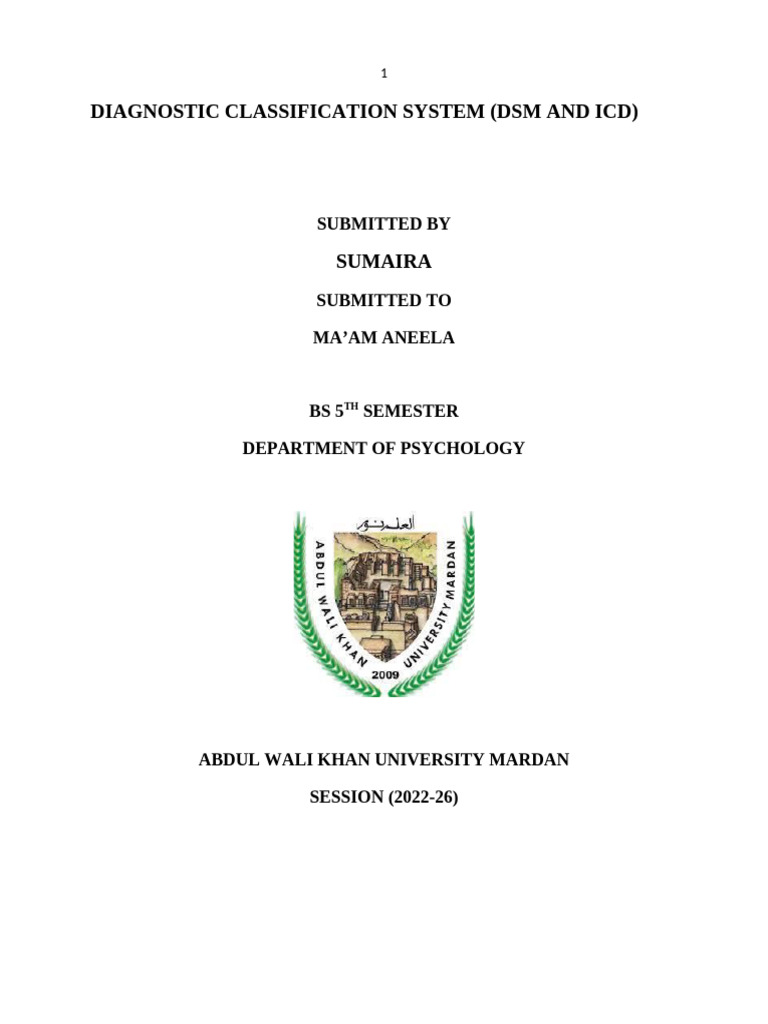 DIAGNOSTIC CLASSIFICATION SYSTEM | PDF | Diagnostic And Statistical ...