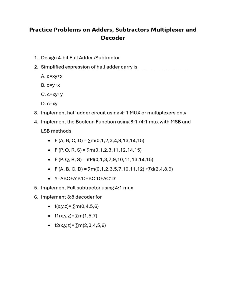 Digital Circuit Design Exercises | PDF