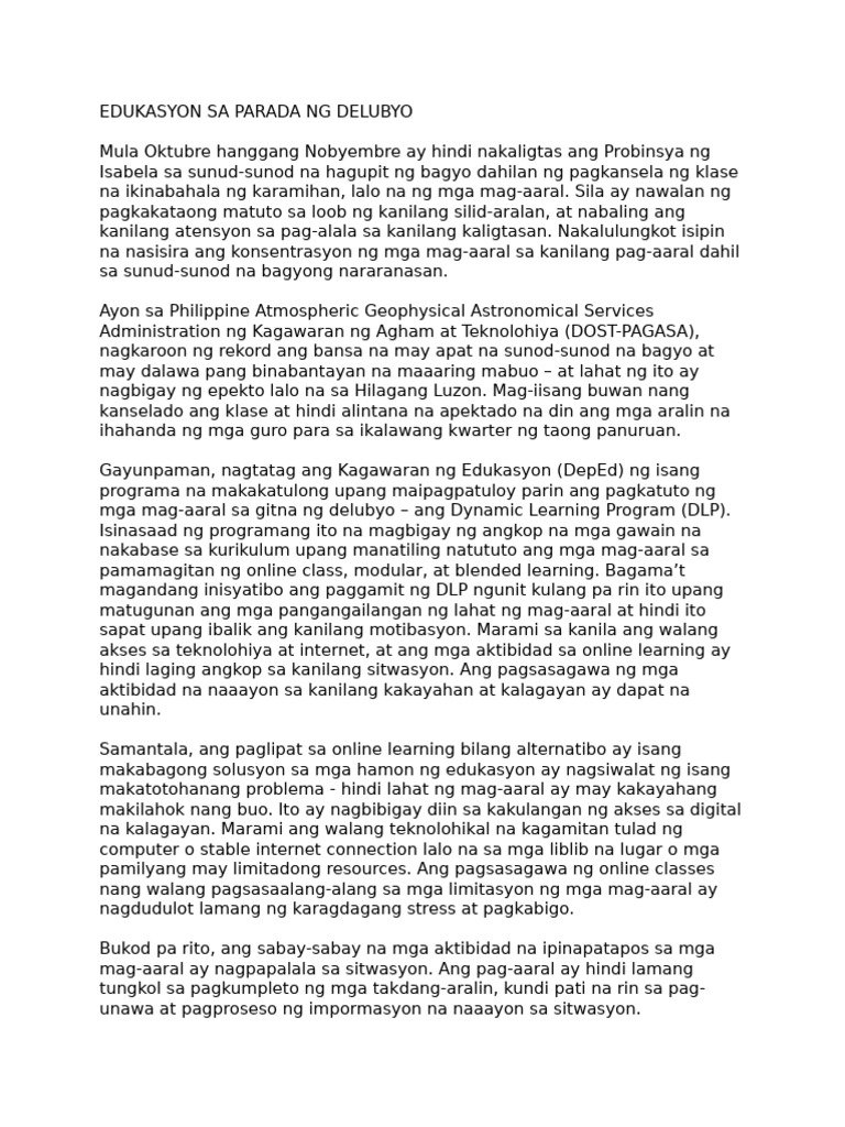 MARTSA NG DELUBYO | PDF