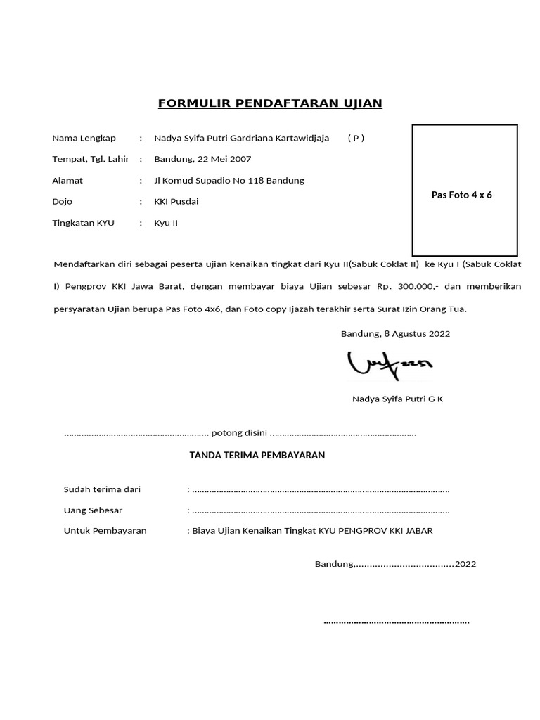 Formulir Pendaftaran Ujian | PDF