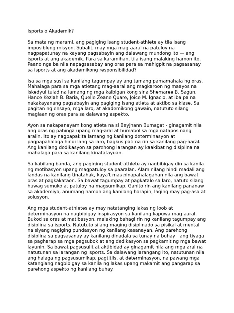 Tagumpay Sa Laro-Kolum | PDF