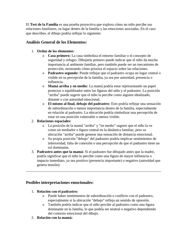 El Test de La Familia Es Una Prueba Proyectiva | PDF | Las emociones ...