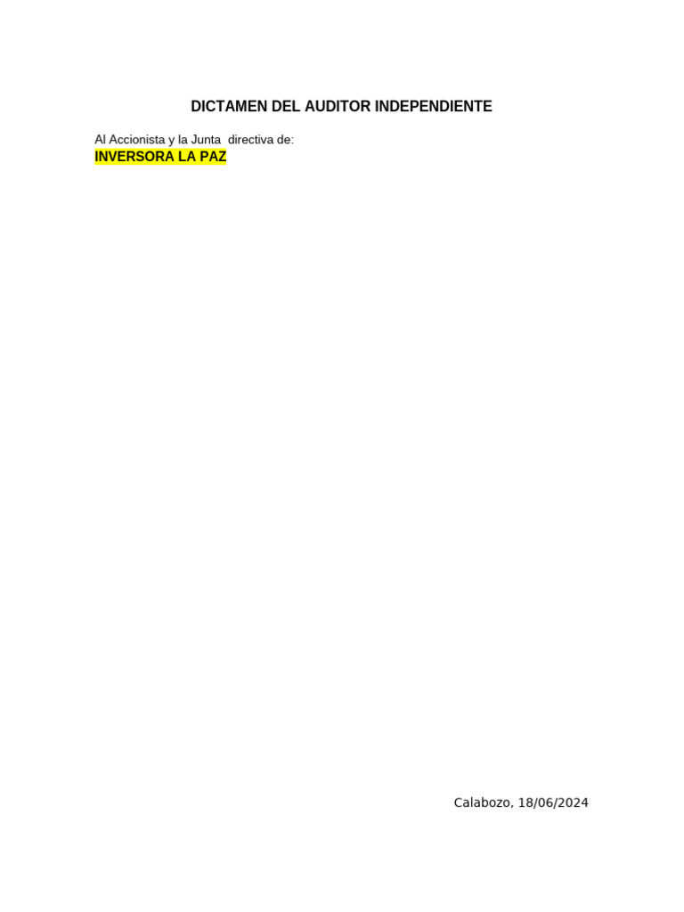 Informe de Auditoría Independiente | PDF