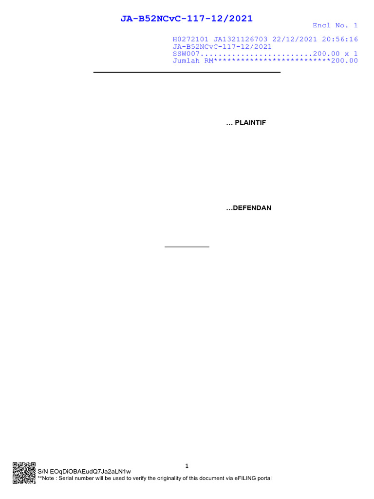 Writ of Summons Sample | PDF