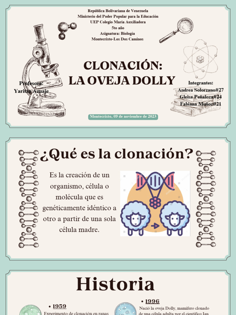 La Oveja Dolly | PDF | Clonación | Ingeniería genética