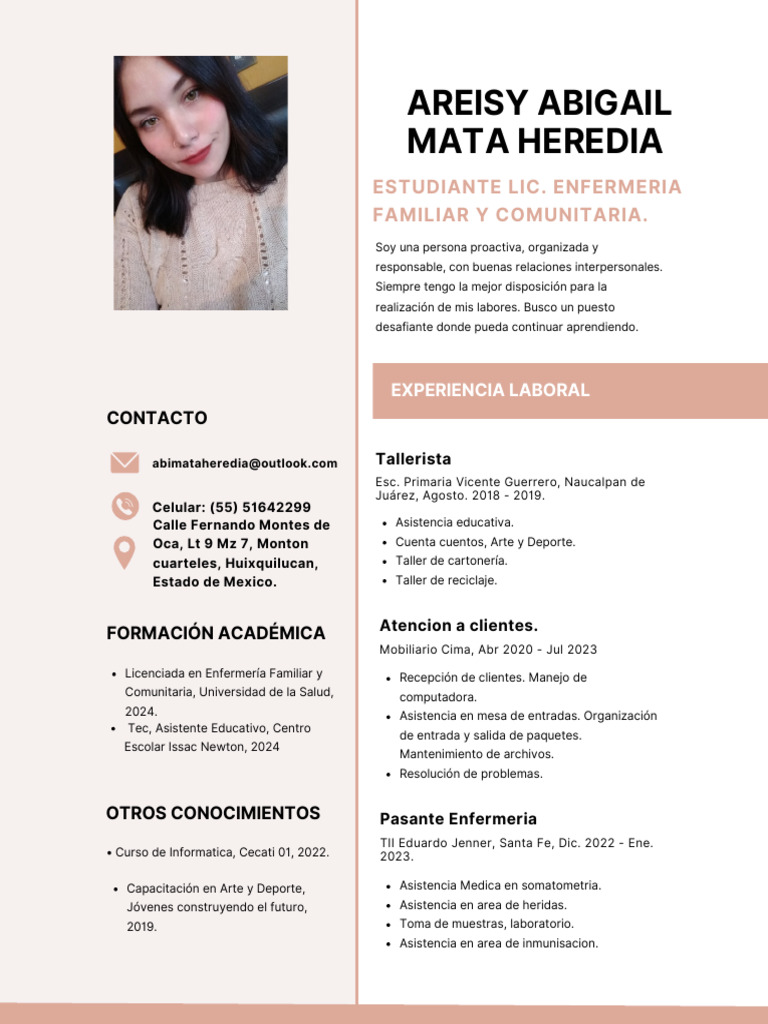 Curriculum CV Areisy Abigail Mata Heredia. | PDF | Programas sociales ...