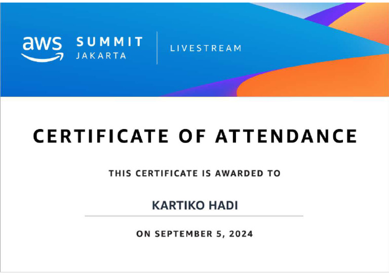 Sertifikat Aws Summit Jakarta | PDF