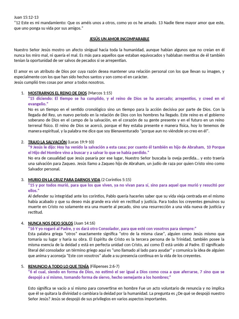 Jesus Un Amor Incomparable | PDF | Salvación | Jesús