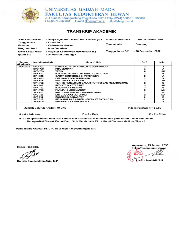 TRANSKRIP AKADEMIK | PDF