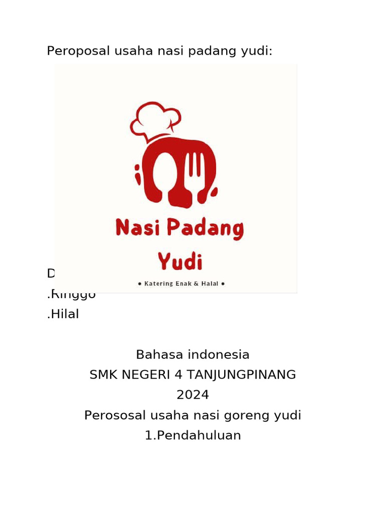 Proposal Usaha Nasi Padang Yudi | PDF