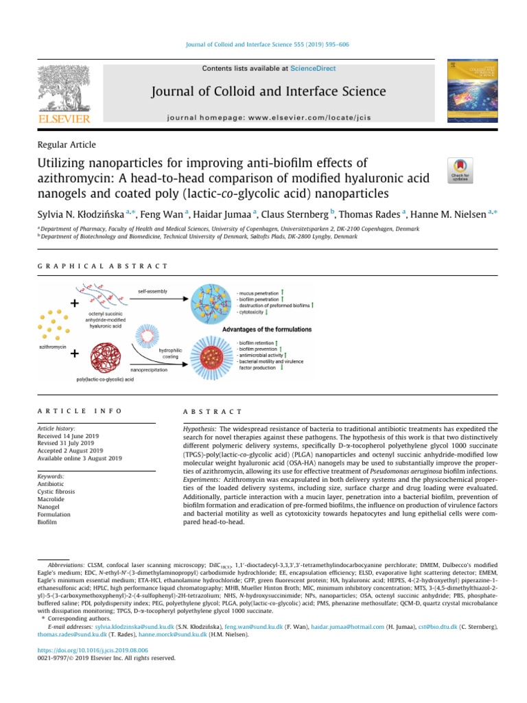 PLGA Nps For Antibiofilm Effects of Azithromycin 2019 | PDF | Biofilm ...