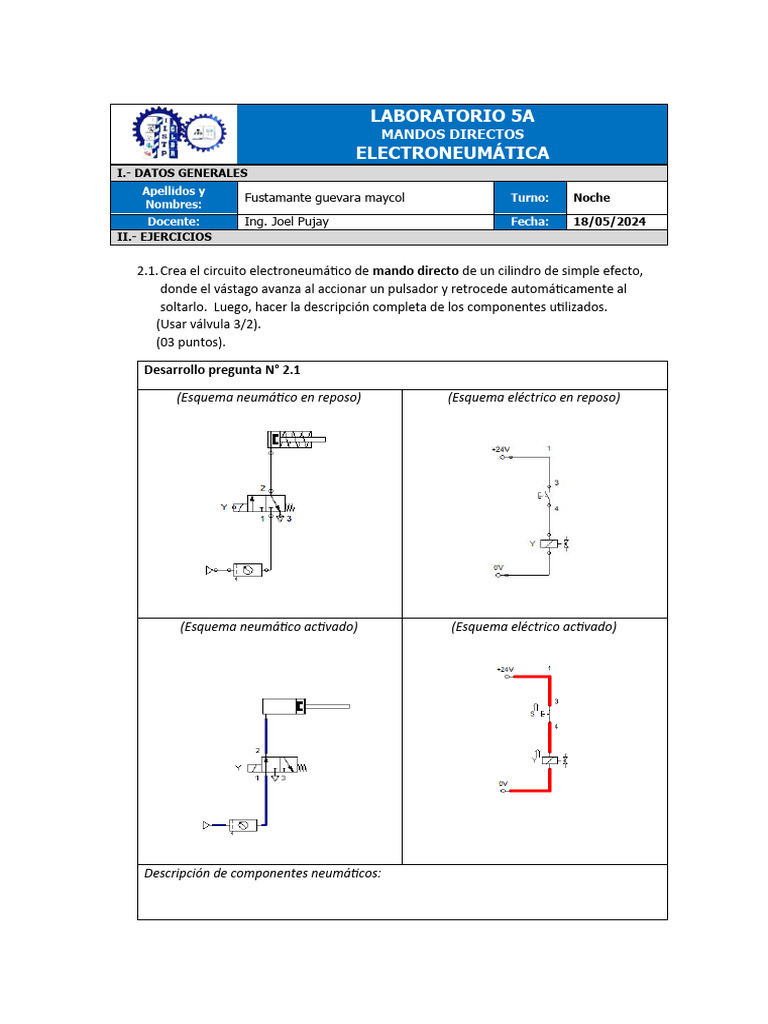 S05. Lab. Mandos Directos Electroneumatica-J May | PDF | Neumática | Hidráulica