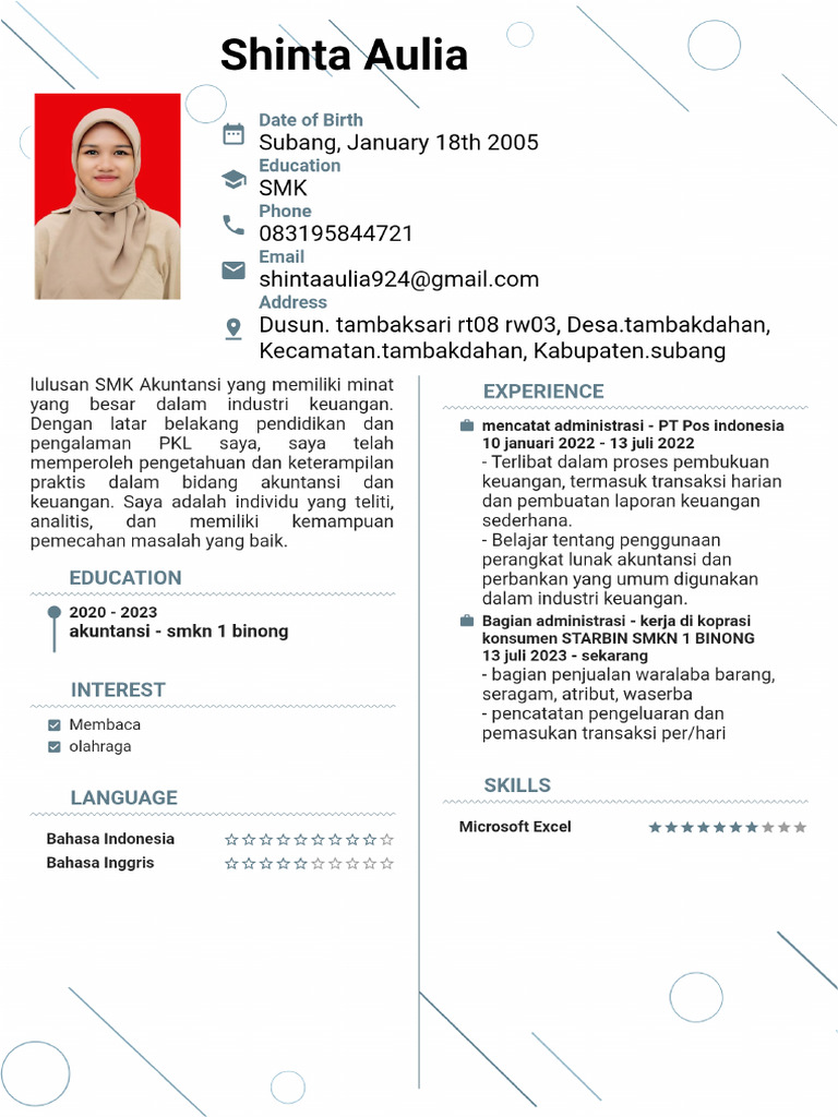 CV Shinta Aulia | PDF