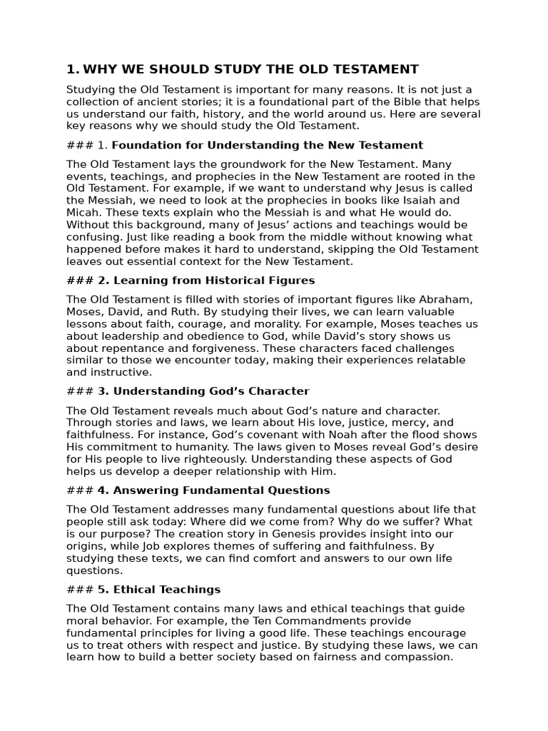 Why We Should Study The Old Testament | PDF | Old Testament | Bible
