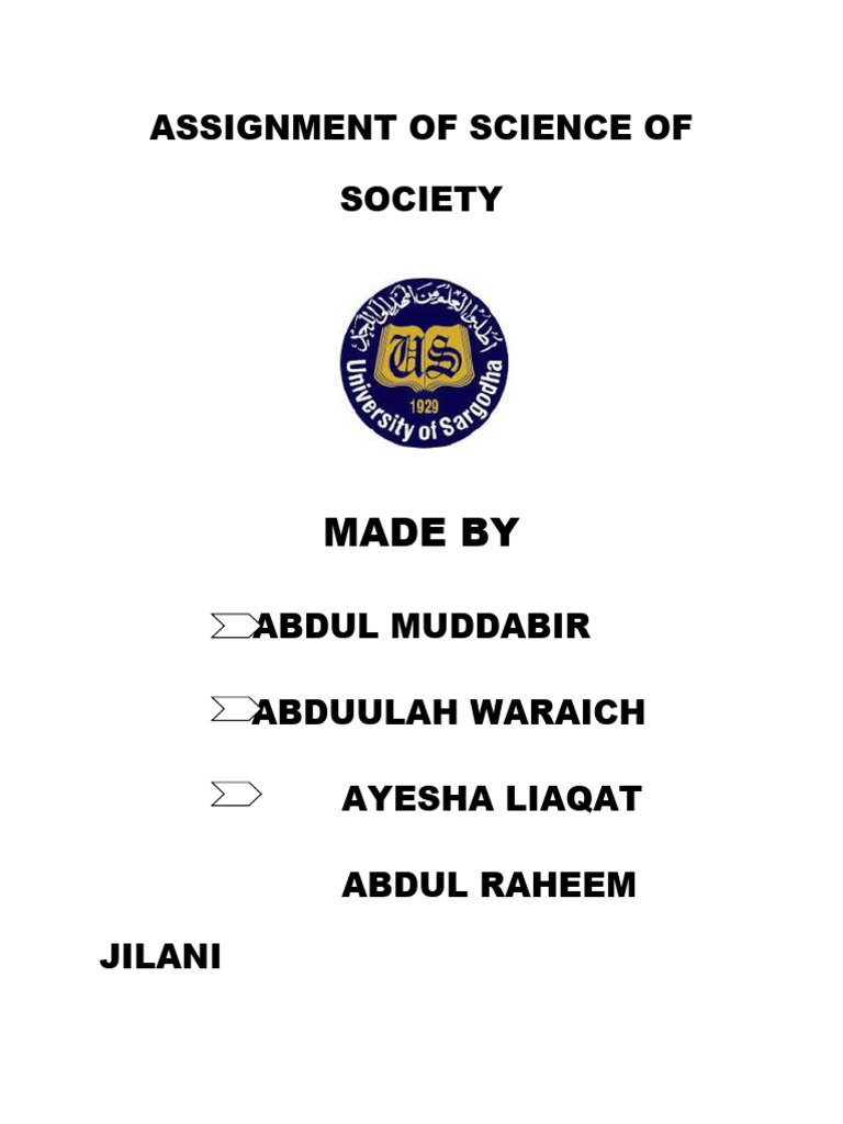 Assignment of Science of Society | PDF | Socialization | Self Concept