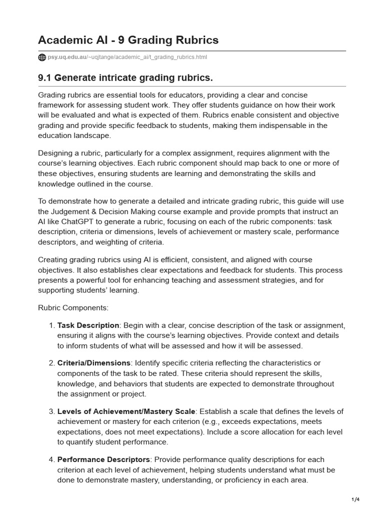 AI-Enhanced Grading Rubrics Guide | PDF | Rubric (Academic ...