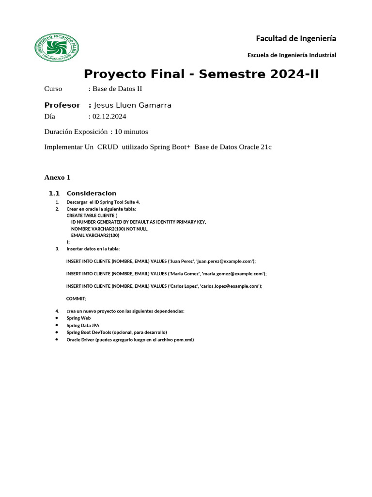 Sesion-16 - ProyectoFinal - Base de Datos II | PDF | Gestión de datos | Programación de computadoras
