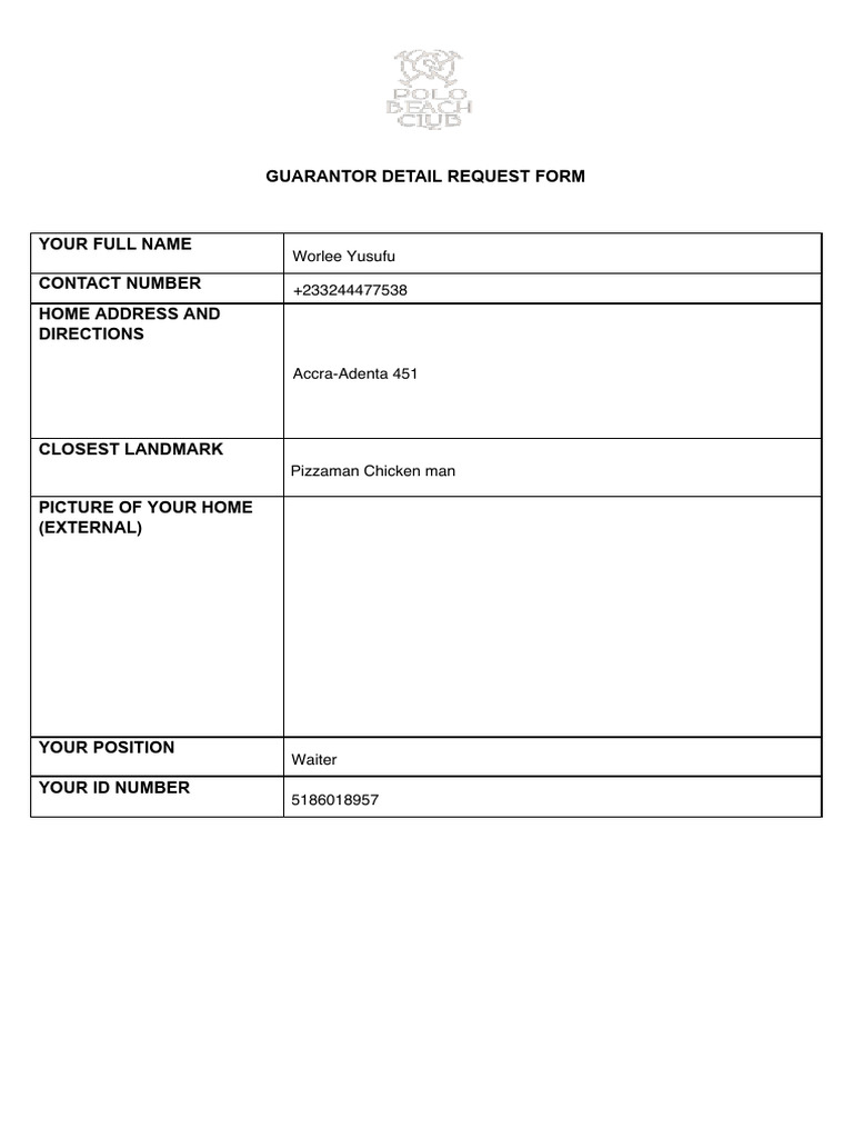 GUARANTOR DETAIL Edit FORM | PDF