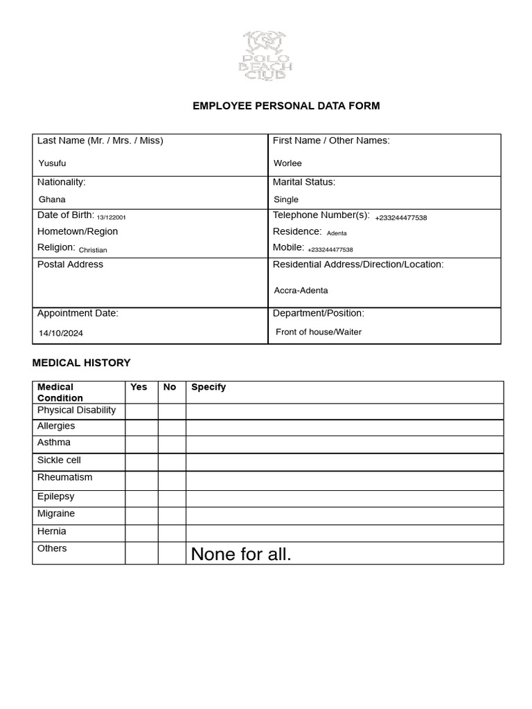 New Starter Form | PDF