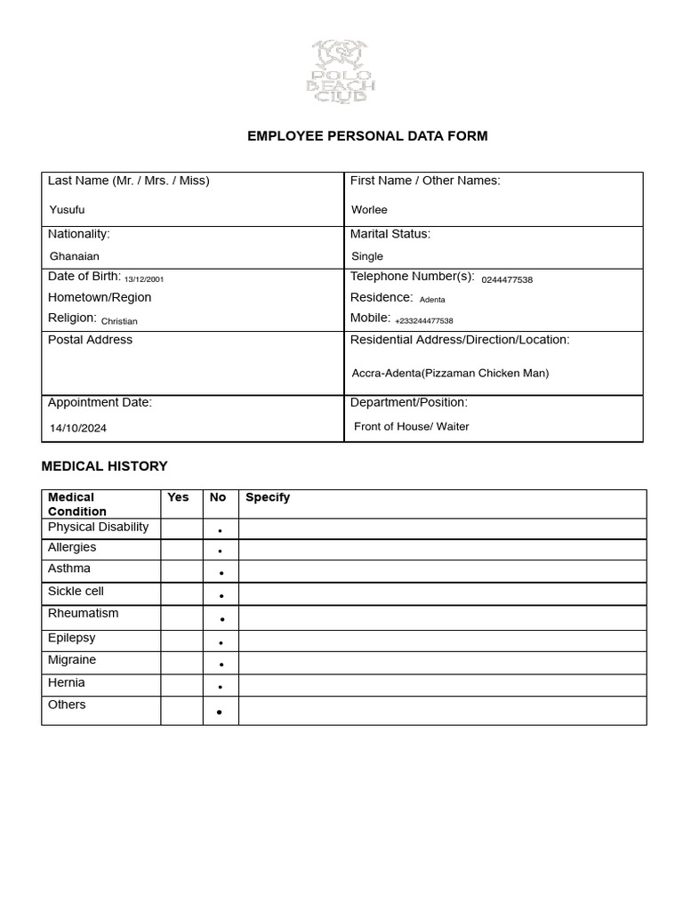 New Starter Form - Docx 2 | PDF