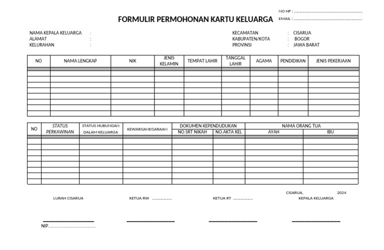 Blanko Formulir Kk | PDF