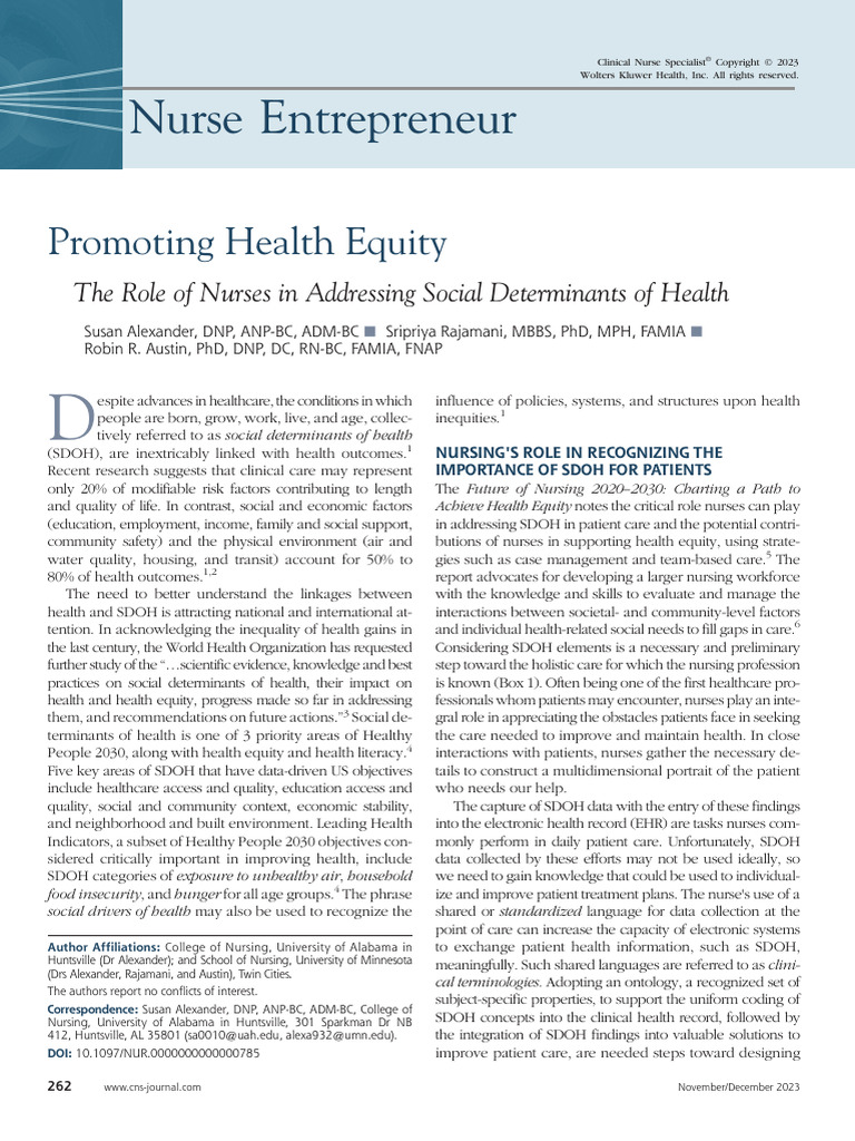Promoting Health Equity_The Role of Nurses in Addressing Social ...