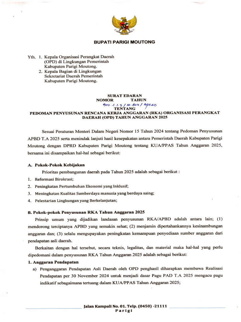 ST EDARAN PENYUSUNAN RKA 2025_ | PDF