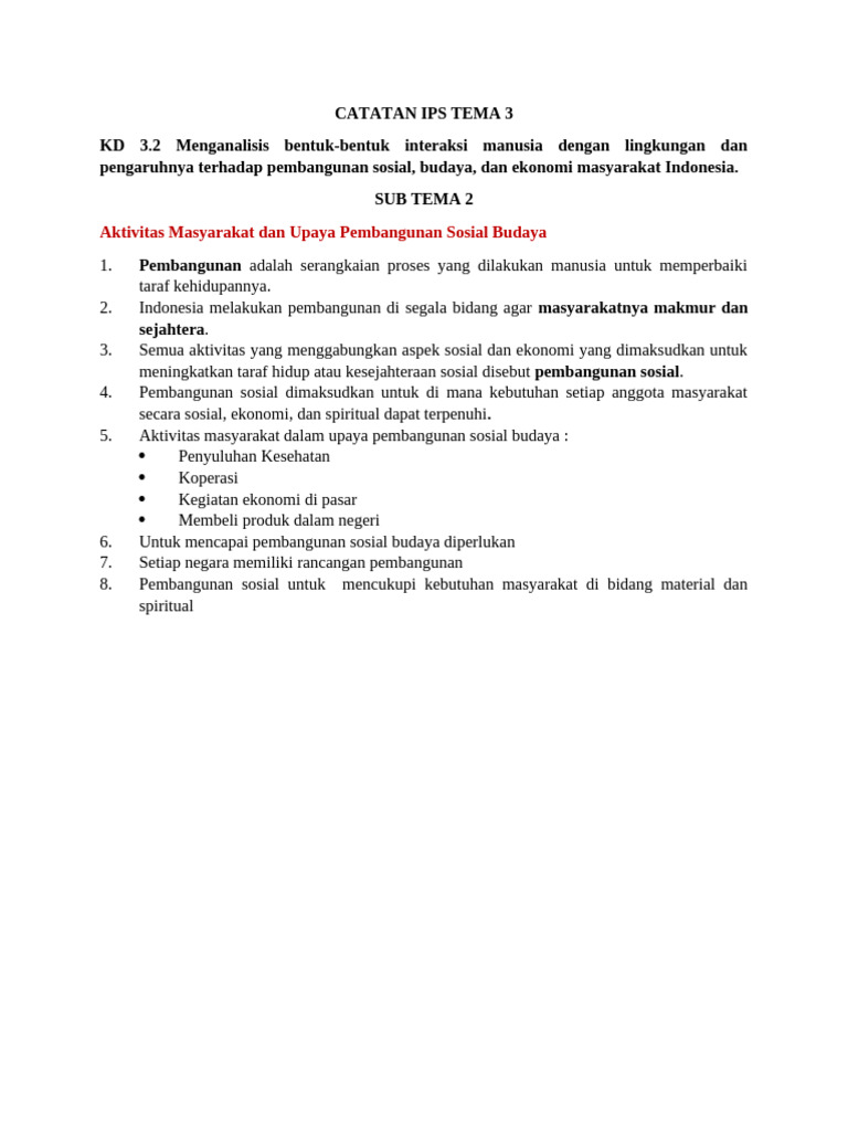 Materi Ips Tema 3 Sub Tema 2 | PDF