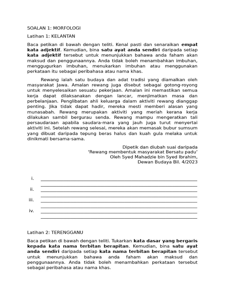 SOALAN 1 Morfologi | PDF