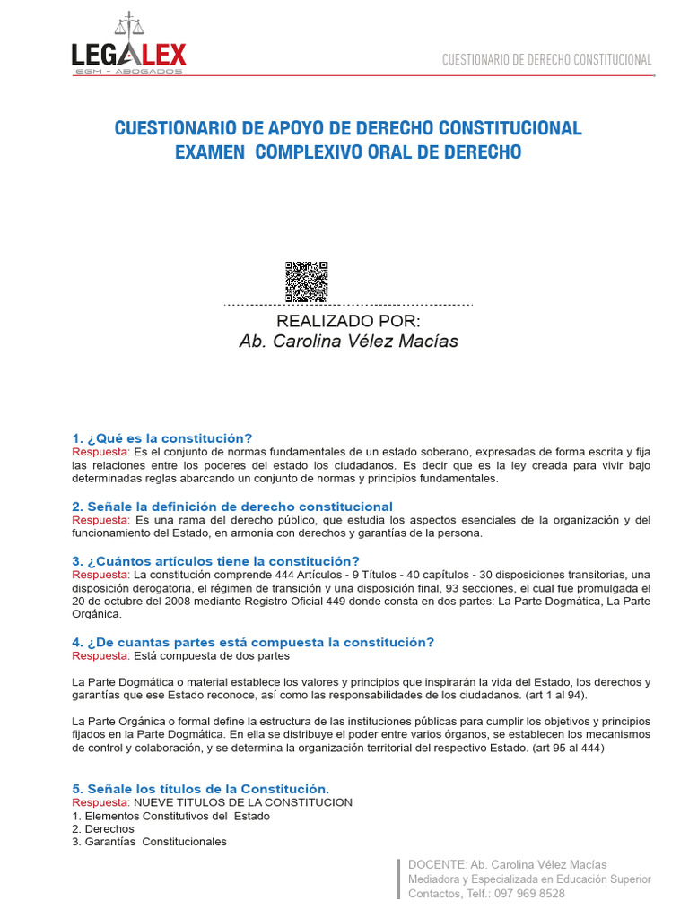 Cuestionario Derecho Constitucional - Carolina Vélez-Signed | PDF ...