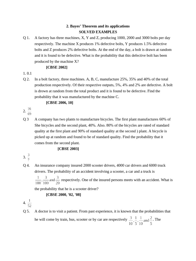 02_Bayes' Theorem and Its Applications | PDF | Multiple Choice