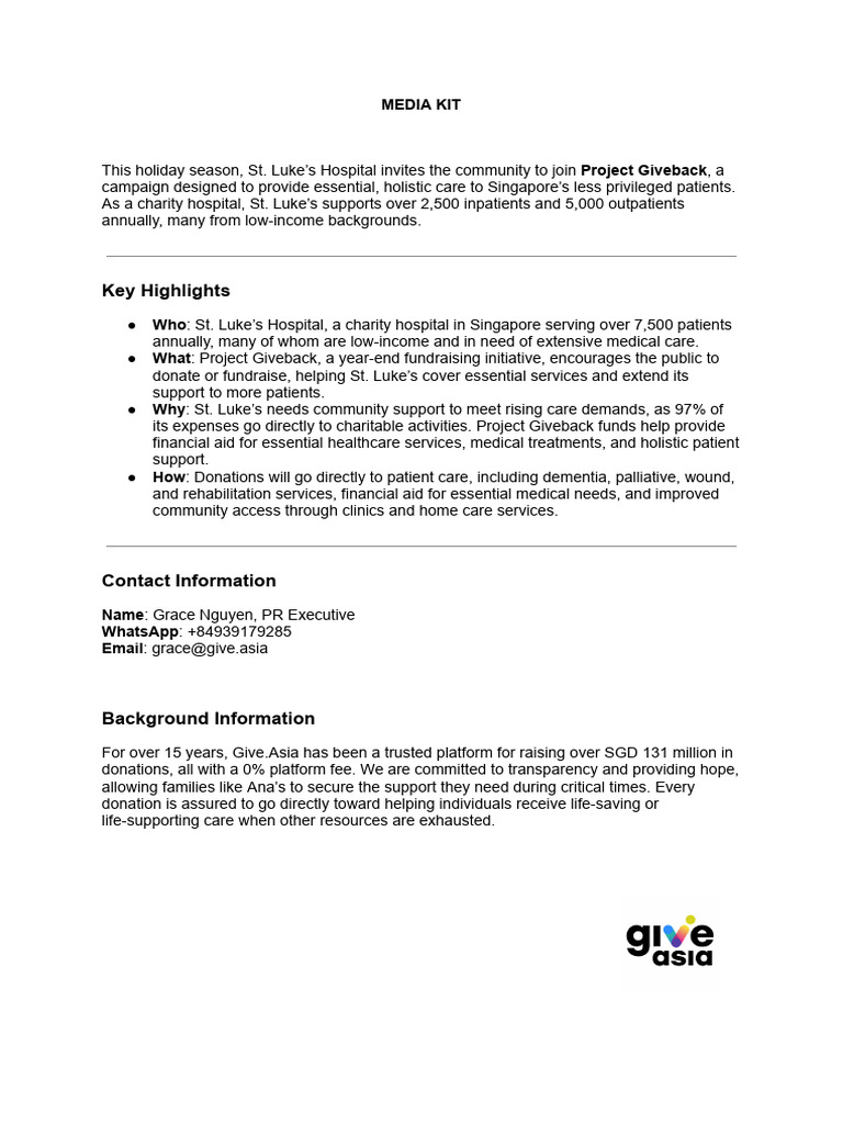 St. Luke’s Project Giveback Campaign | PDF