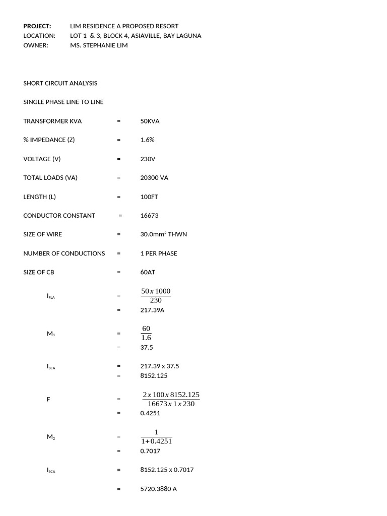 Short CKT Analysis Lim | PDF