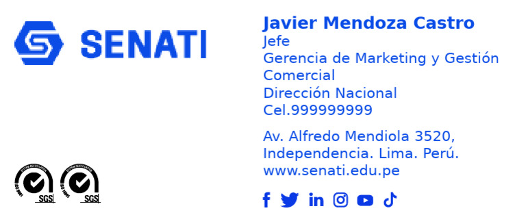 Contacto Javier Mendoza Castro, SENATI | PDF
