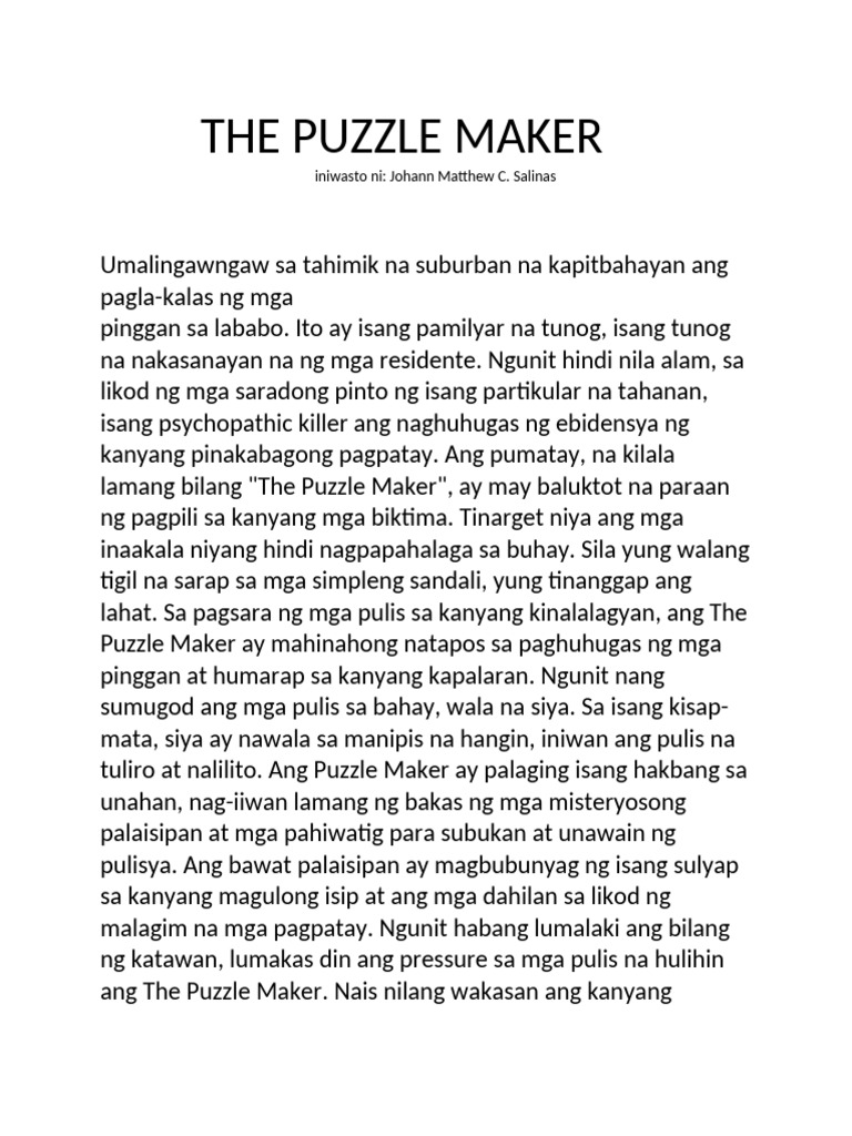 The Puzzle Maker | PDF