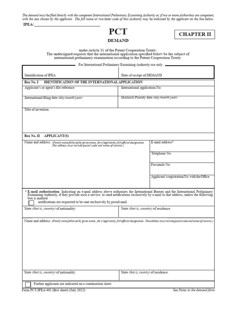 PCT IPEA 401 Demand Form | PDF