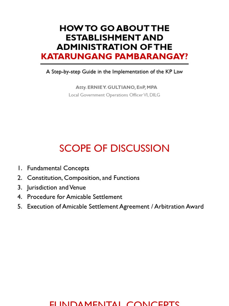 Katarungang Pambarangay Guide | PDF | Burden Of Proof (Law) | Mediation