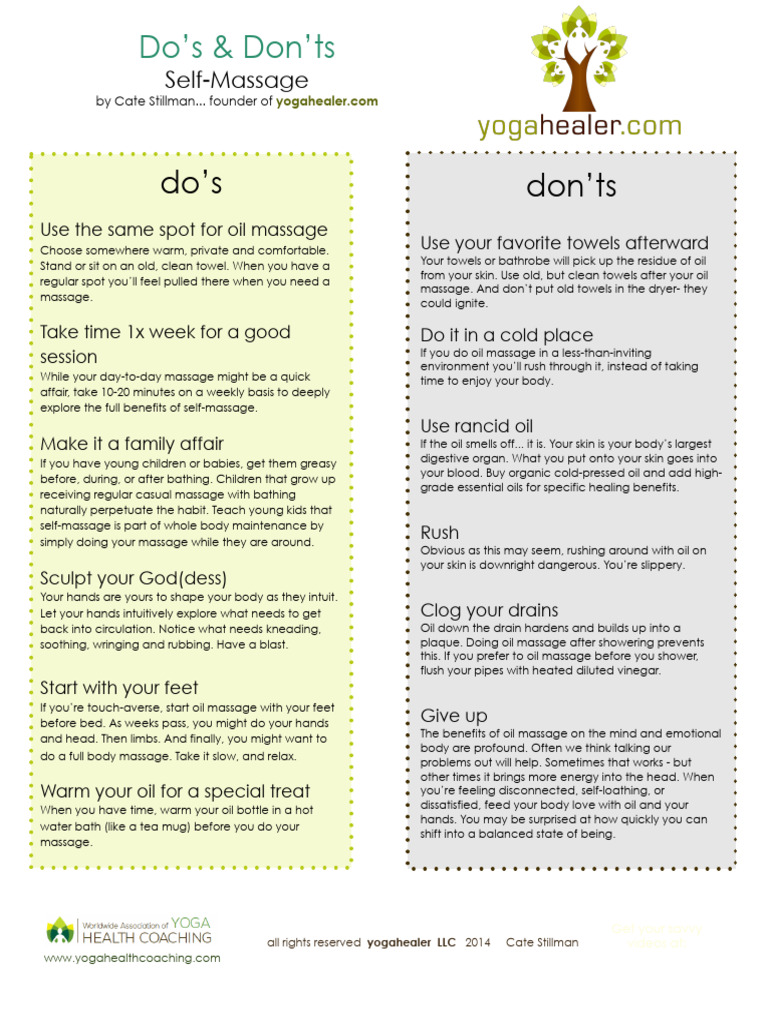 Self-Massage Tips: Do's and Don'ts | PDF | Massage