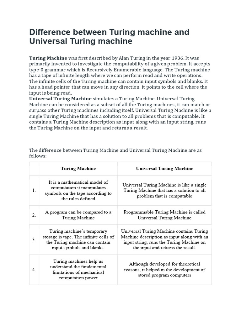 Universal Turing Machine | PDF | Computer Science | Computability Theory