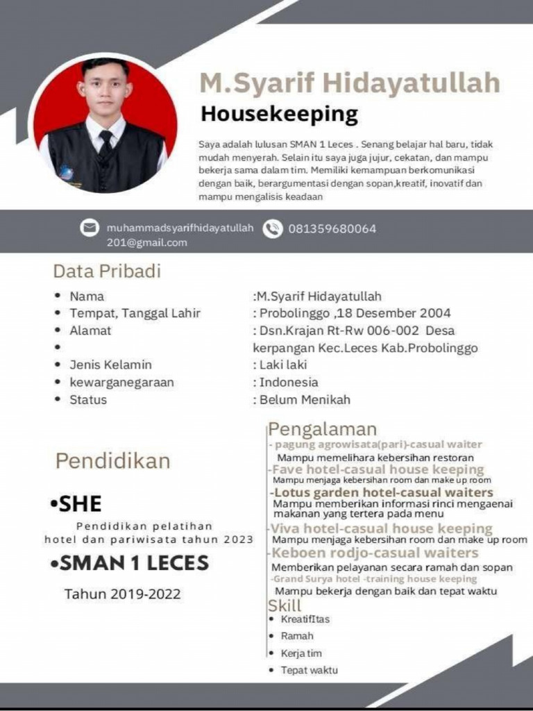 CV M. Syarif Hidayatullah. | PDF