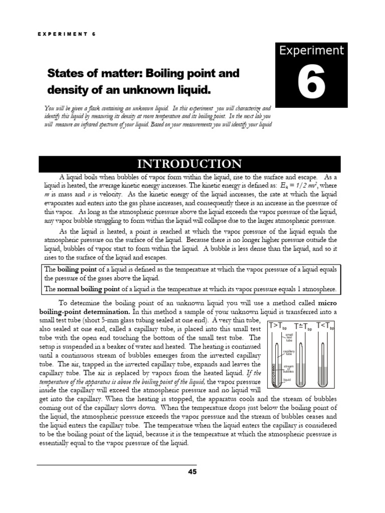 Identify Unknown Liquid: Density & Boiling Point | PDF | Liquids | Boiling
