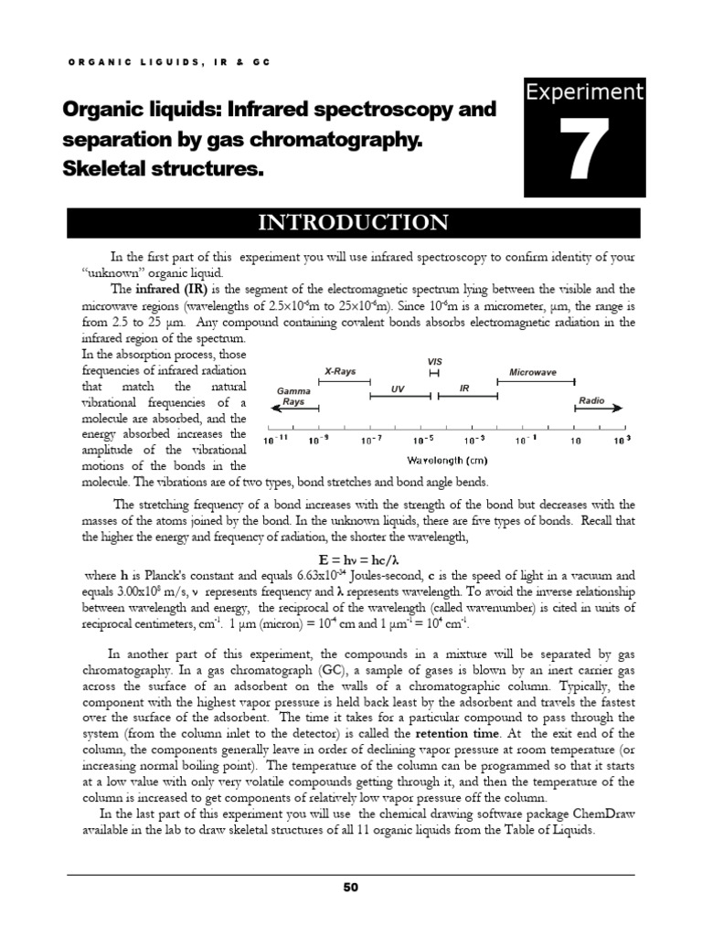 Exp07 InfraredSpectroscopy GasChrom | PDF | Electromagnetic Radiation | Infrared Spectroscopy