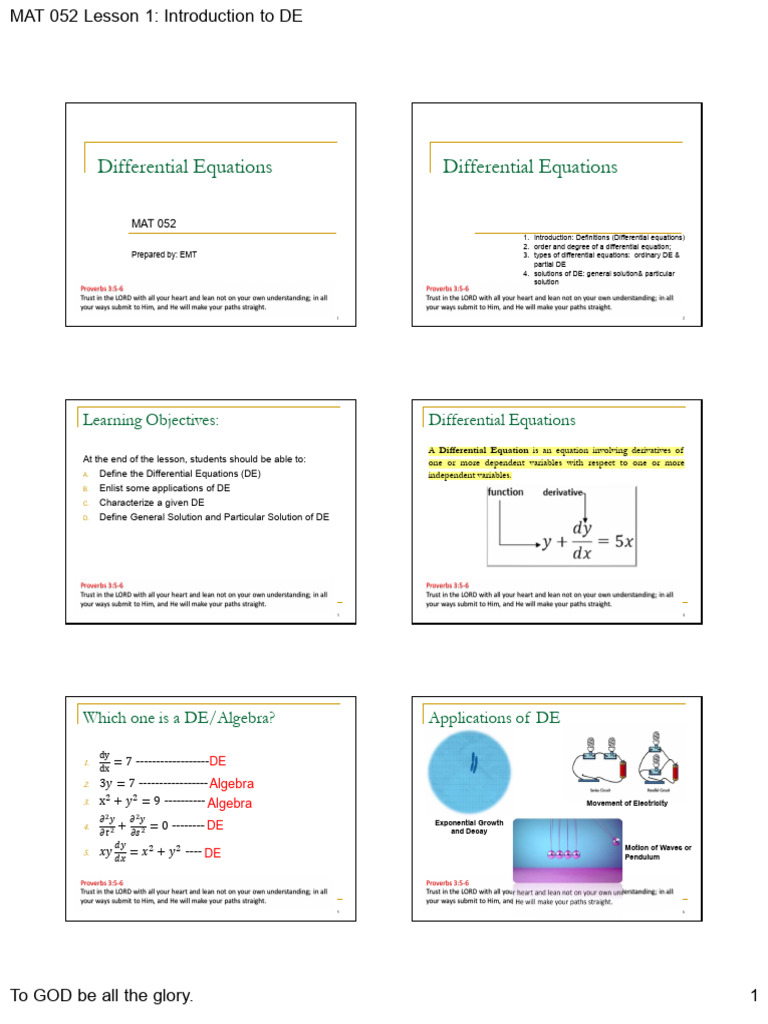 MAT-052-LESSON-1 | PDF | Partial Differential Equation | Equations
