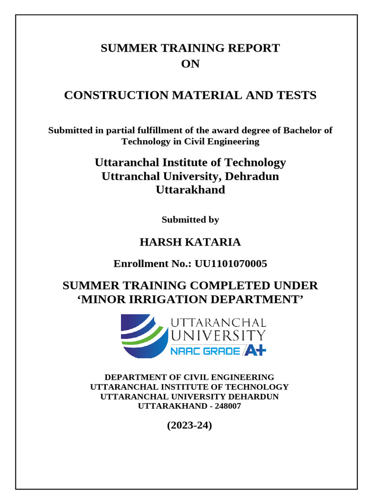 Internship Report Sample 5 | PDF | Sand | Concrete