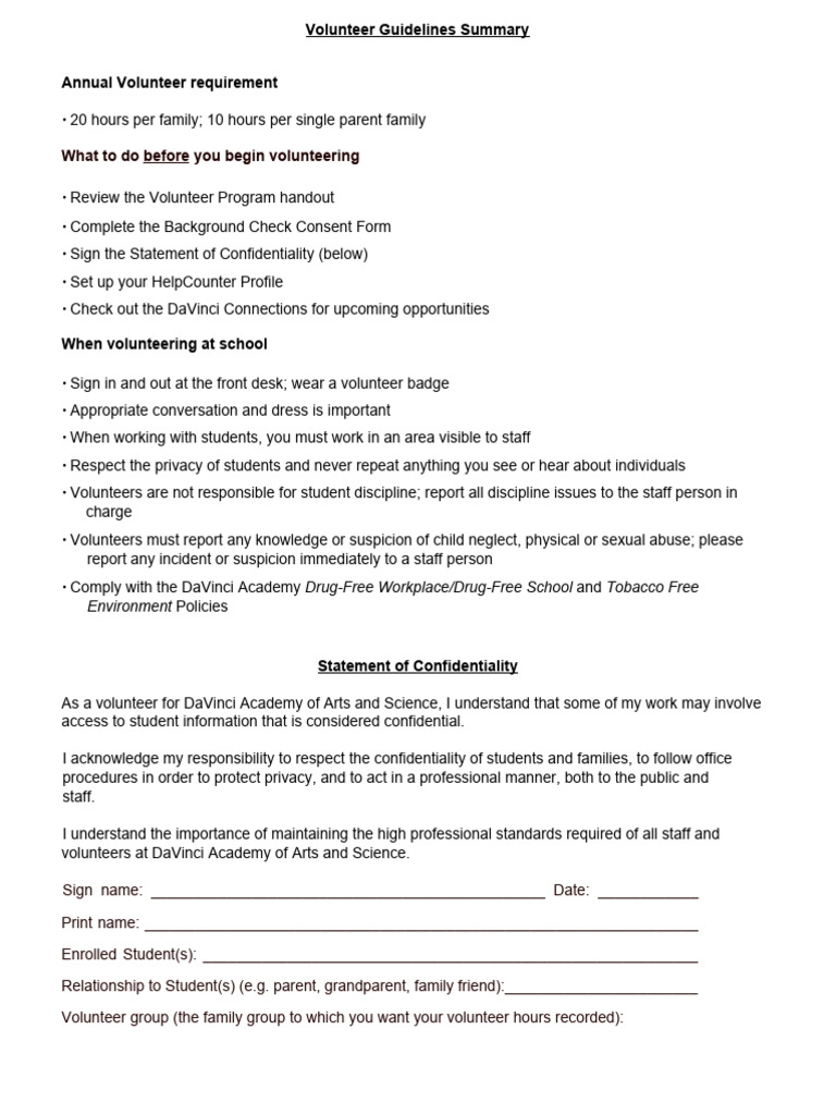 DaVinci Volunteer Program Background Check 2 | PDF | Criminal Record | Background Check