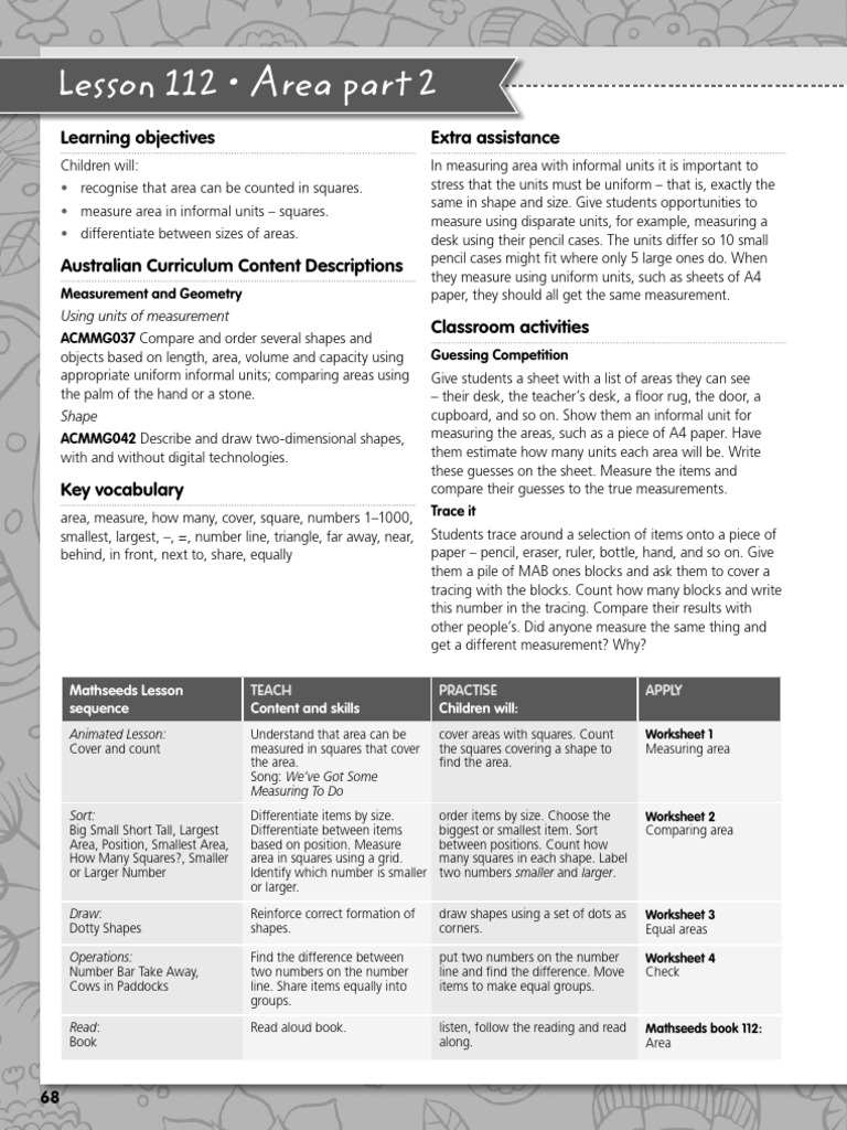 Lesson 112 Area Part 2 | PDF | Area | Shape