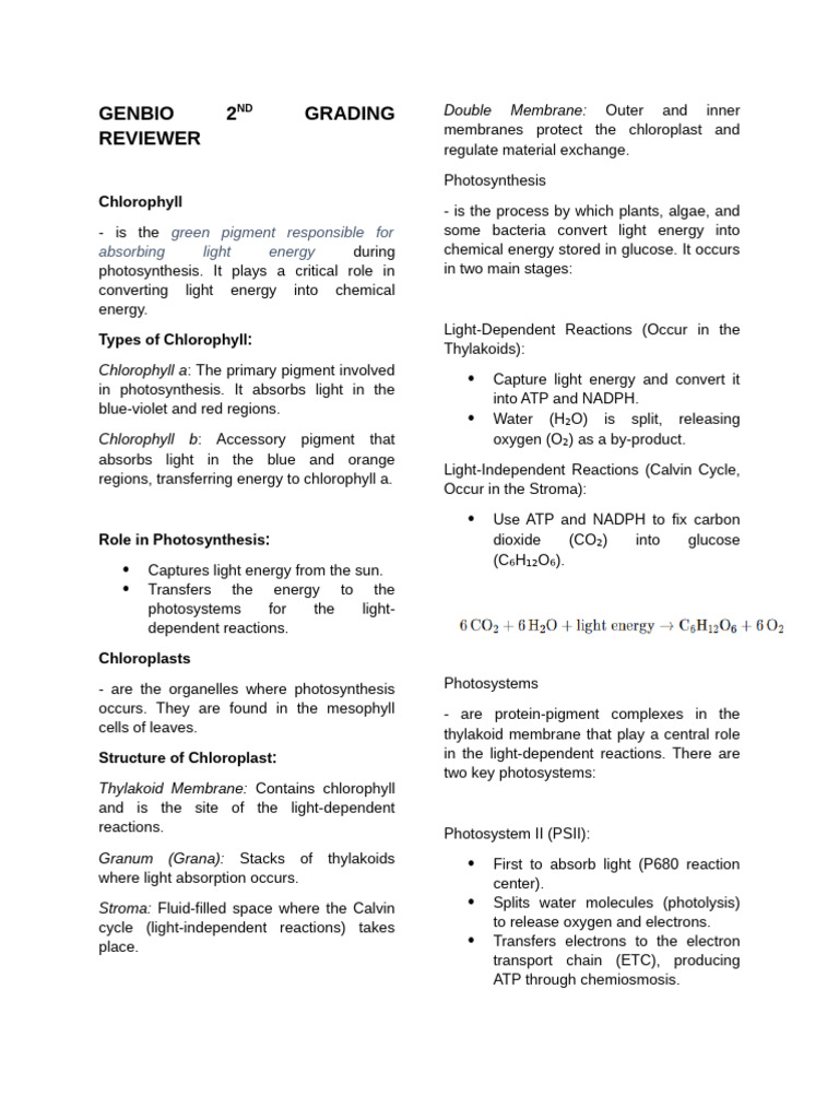 GENBIO 2ND GRADING REVIEWER | PDF | Cellular Respiration | Adenosine Triphosphate