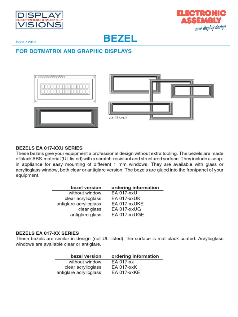 Bezels For Dotmatrix Modules | PDF | Manufactured Goods